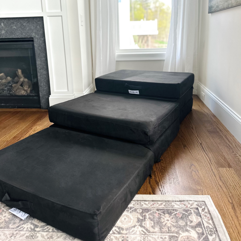 Midnight Black LeoMat™ – Modular Foam Play Sofa for Kids