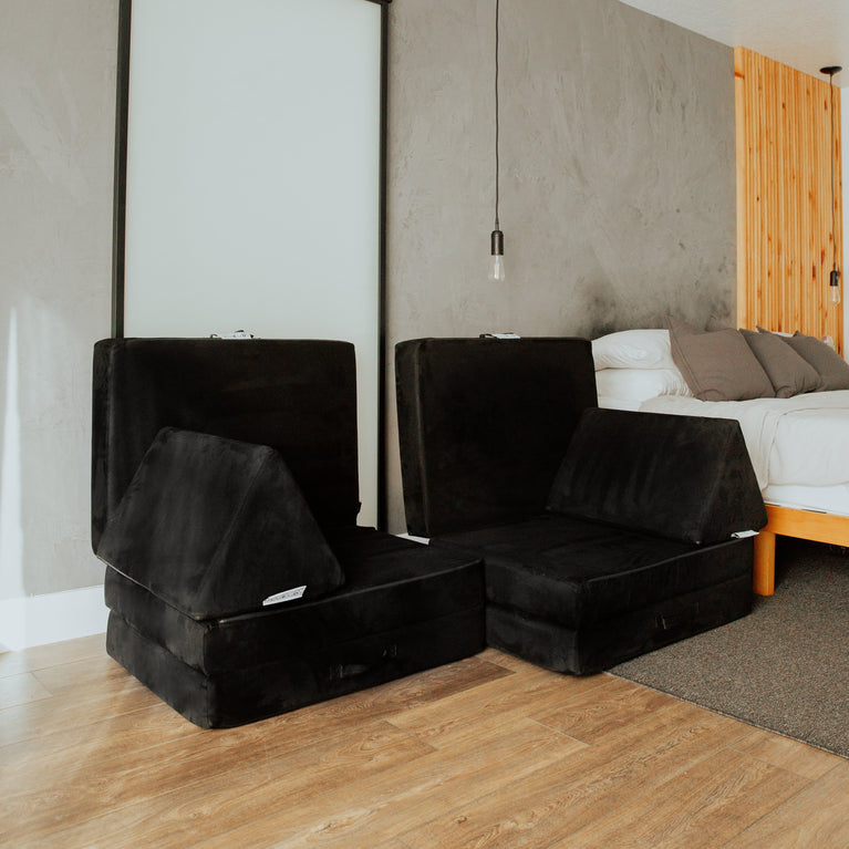 Midnight Black LeoMat™ – Modular Foam Play Sofa for Kids