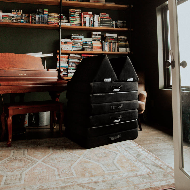 Midnight Black LeoMat™ – Modular Foam Play Sofa for Kids