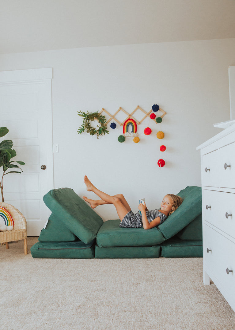 Hunter Green LeoMat™ – Kids Foam Play Couch